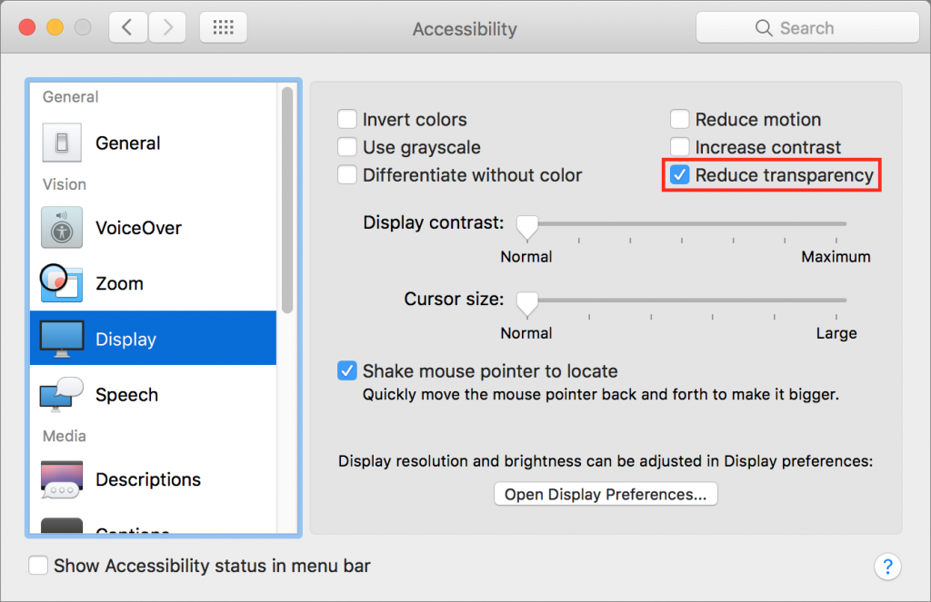 Reduce Transparency in the macOS Interface | Mid-Atlantic Computer ...